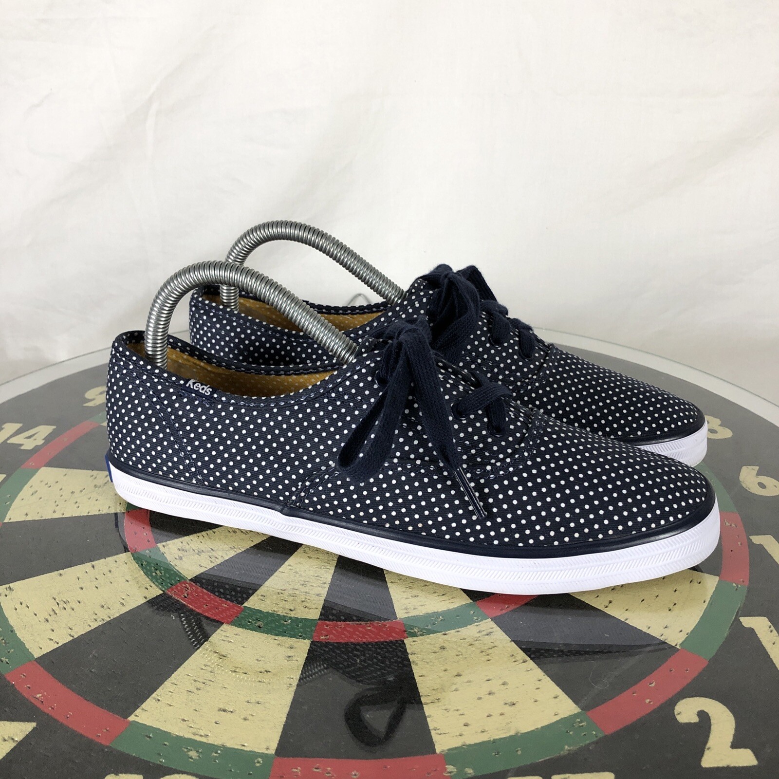 Keds Canvas Blue White Polka-dot Shoe Sneakers Lace U… - Gem