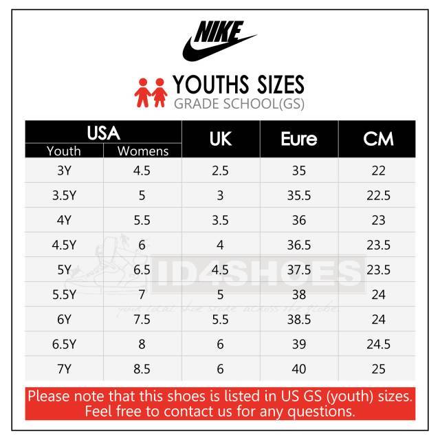 Youth Nike Size Chart Online Istgeodez