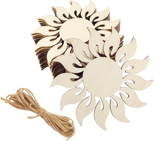 30 Pack 4 Inch Wood Sun Cutouts Summer Craft Unfinished Wooden Hanging ...