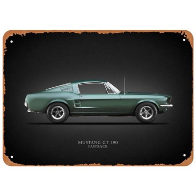 Vintage Mustang GT 390 Fastback Tin Sign Retro Metal Wall Art Man Cave ...