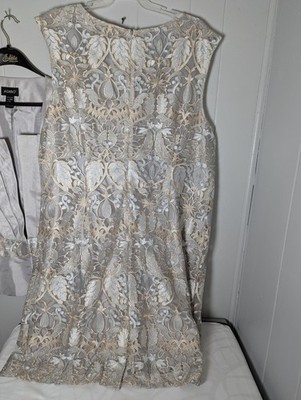 Ashro Gray Lace Sleeveless Dress Satin Jacket 3/4 Slvs Size 24 Formal ...