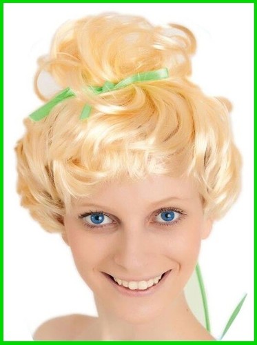Womens GREEN FAIRY WIG Blonde TINKERBELL Pan Fantasy Costume Birthday ...