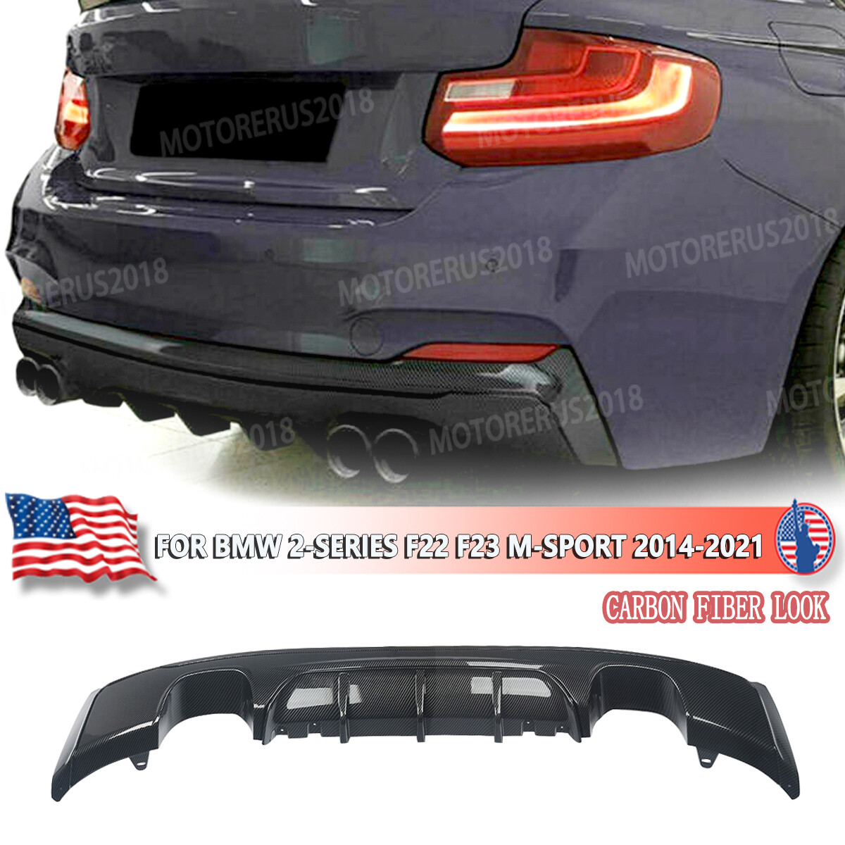 BMW F22 F23 235i 240i M Sport Quad Exhaust MP Rear Diffuser Lip Carbon ...