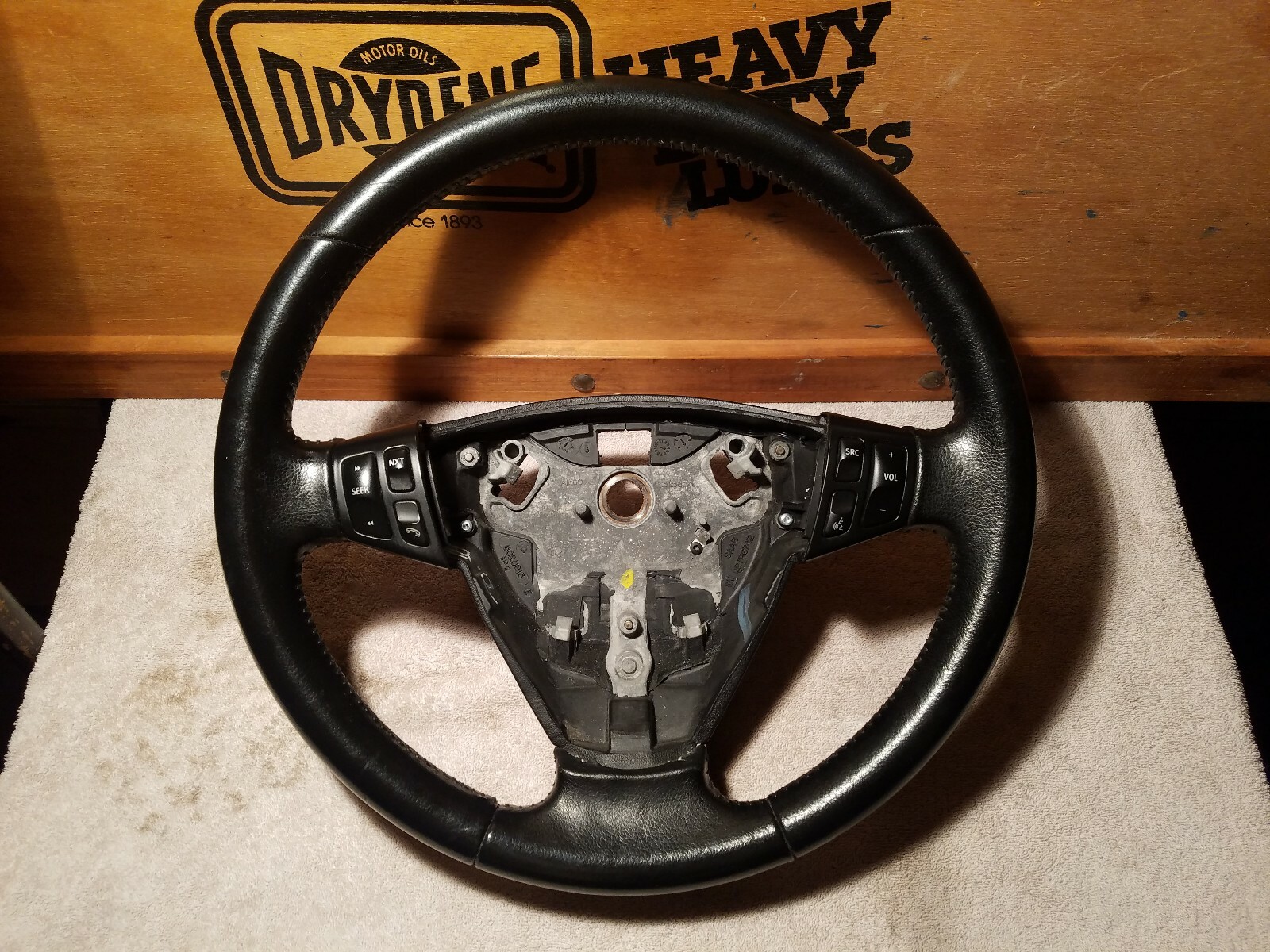 2003-2007 Saab 93 9-3 Black Leather Steering Wheel With Controls OEM ...