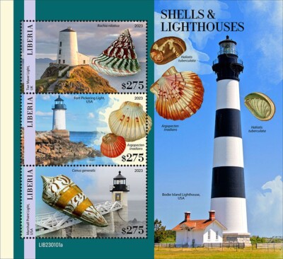 2023/08 - LIBERIA - SHELLS & LIGHTHOUSES 3V complet set MNH ** | eBay