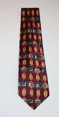 MENS BRITCHES OF GEORGETOWN RED BLUE GOLD 100% SILK MADE IN USA TIE | eBay