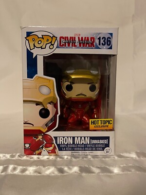Funko Pop Marvel #136 IRON MAN Unmasked from Iron Man HT Exclusive | eBay