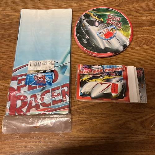 SPEED RACER Lot PLASTIC TABLE Cloth COVER NASCAR Party Invitations ...
