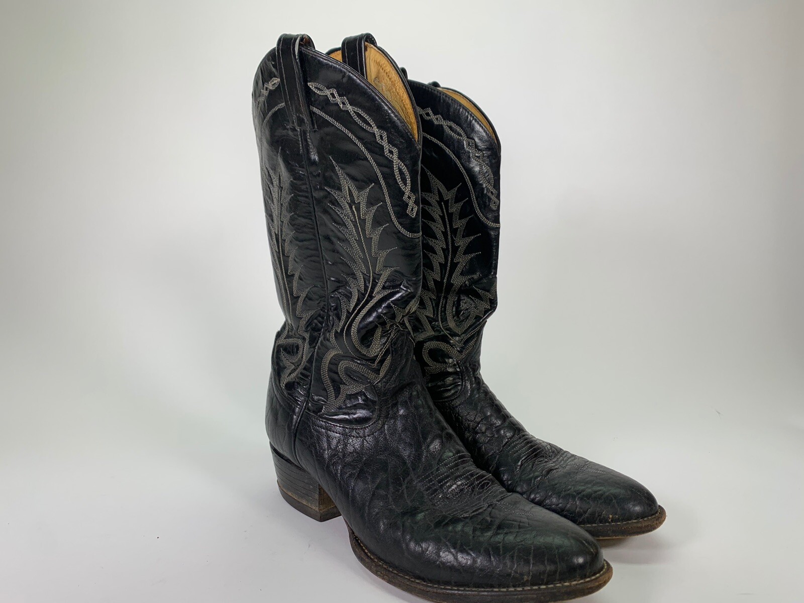 Tony Lama Black Bullhide (6904) Western Boot Black Le… - Gem