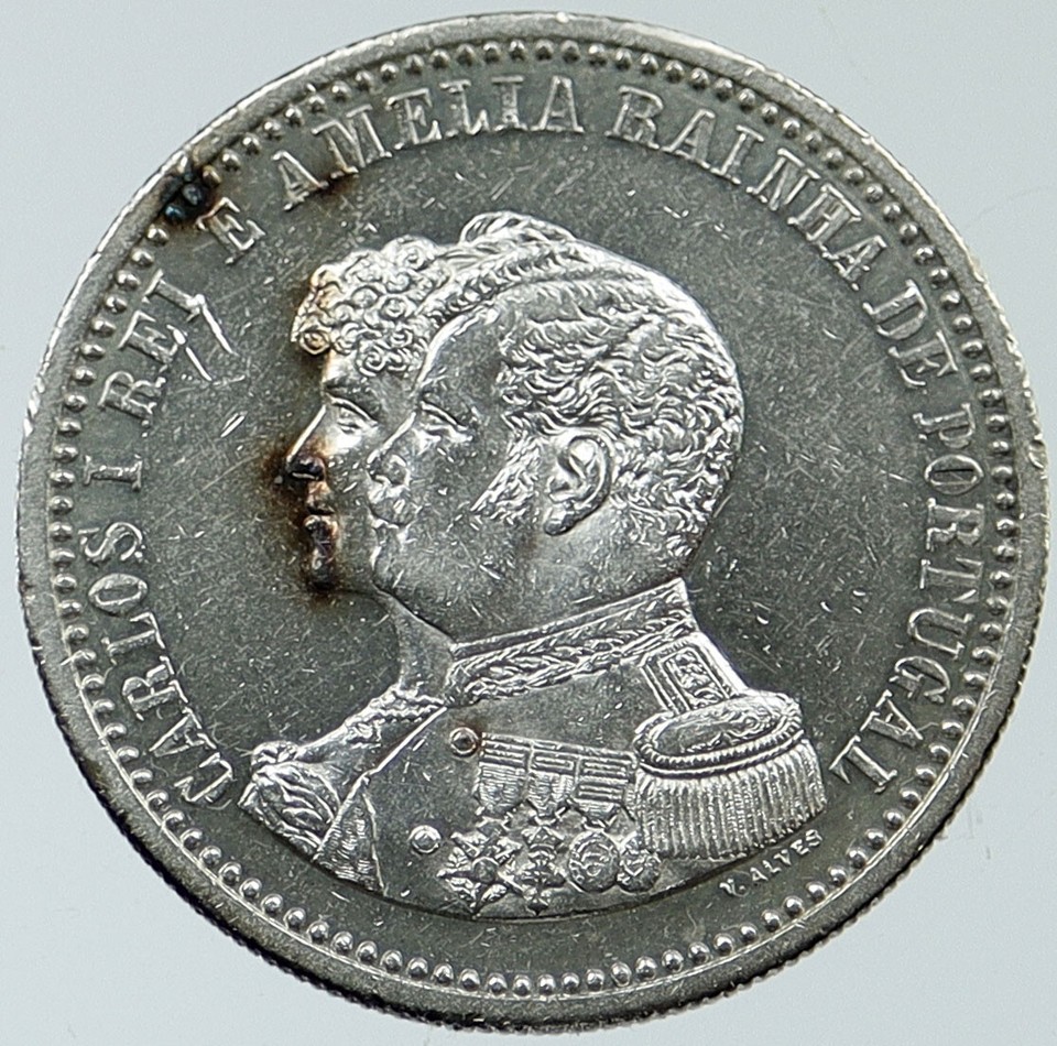 1898 PORTUGAL Discovers INDIA 400th Carlos I 0.36oz Silver 500 Reis ...