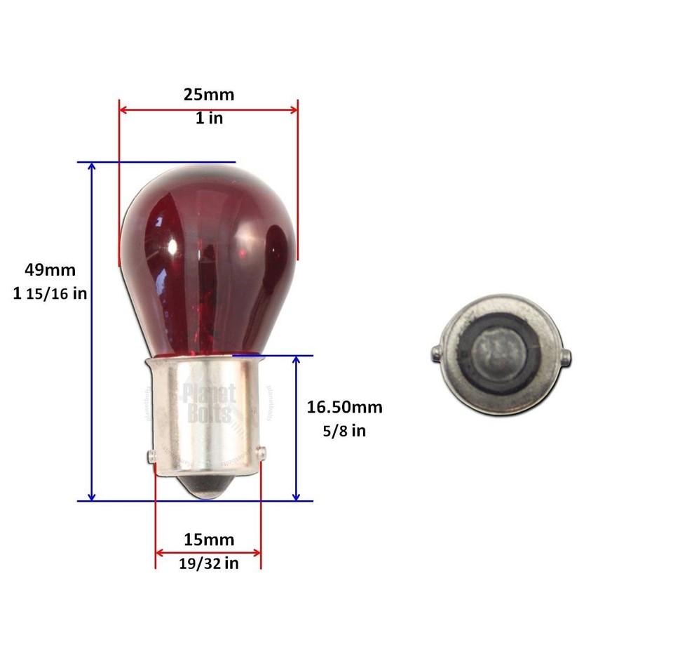 Red 4x Light Bulb Turn Signal Blinker Single Filament Glass 1156 BA15S ...