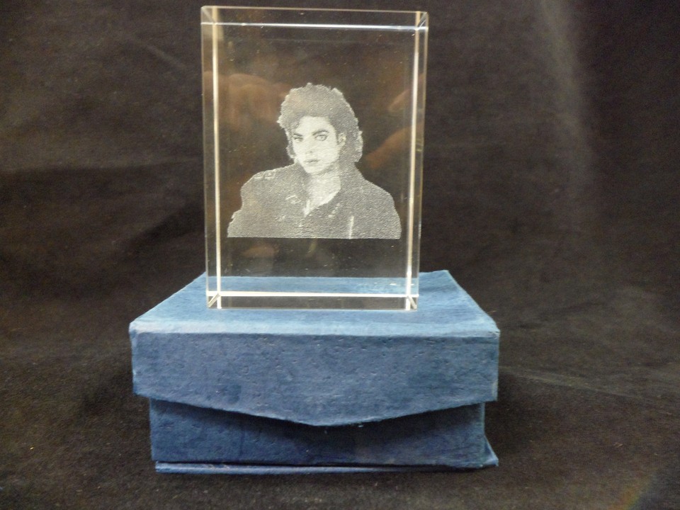 2D Laser Cut Etched Crystal Glass Cube Michael Jackson Deco ...