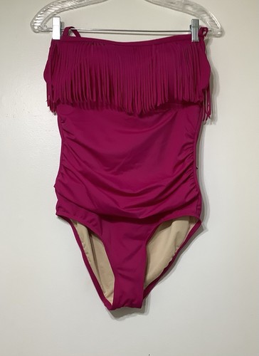 Swimsuit For All Women’s size 12 One Piece Bathing Suit Hot Pink Fringe ...