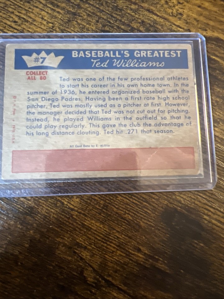 1959 Fleer Ted Williams - Ted Williams #7 Mound to Plate | eBay