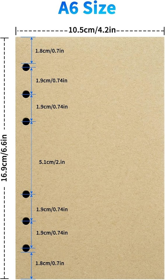 A6 Blank Vintage Refillable Paper, Retro A6 Binder Refills Paper for 6 ...