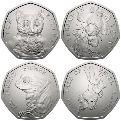 Beatrix Potter 2017 UK Fifty 50p Coin Full Set Inc Peter Rabbit Tom ...