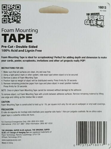 Original Super Glue Double-Sided Foam Mounting Tape Pre-Cut Tabs FREE ...