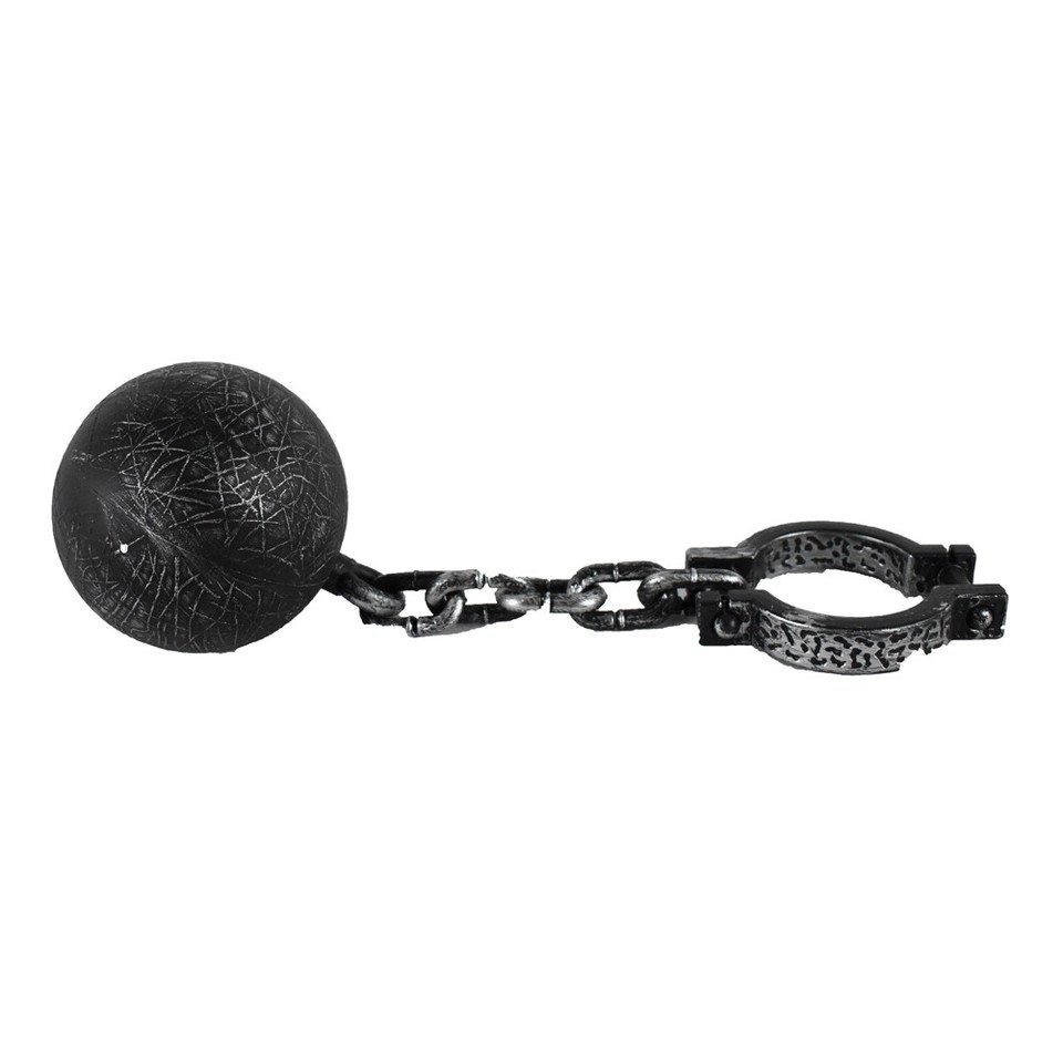Jumbo Ball & Chain Prop w/ Ankle Wrist Cuff Halloween Bachelor Wedding ...