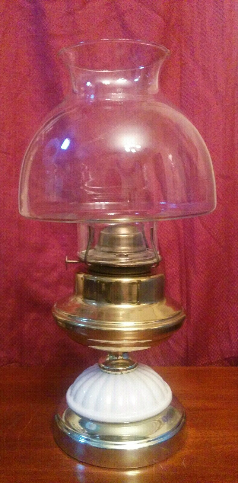 Vtg Eagle Brass P&A Risdon MFG Co Danbury, CT Oil Lamp w/Milk Glass ...