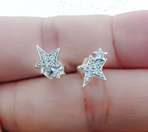 New in Gift Box 100% PANDORA 290012C01 925 Sparkling CZ Pave Stars Stud ...