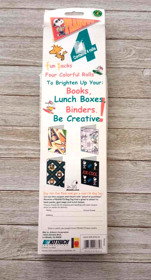 Vintage Snoopy Joe Cool Peanuts Book Covers Peel And Stick 4 Roll Pack ...