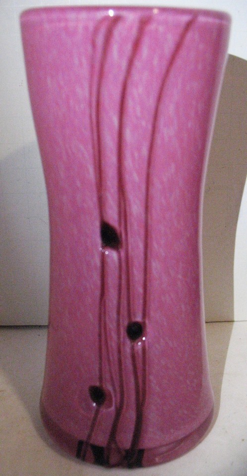 Vtg Artisan Hand Blown Cased Speckled Drip Art Glass Vase Polished ...