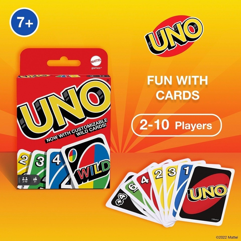 UNO Cards Mattel WILD Card Game For Family Friends Party Gift Children ...