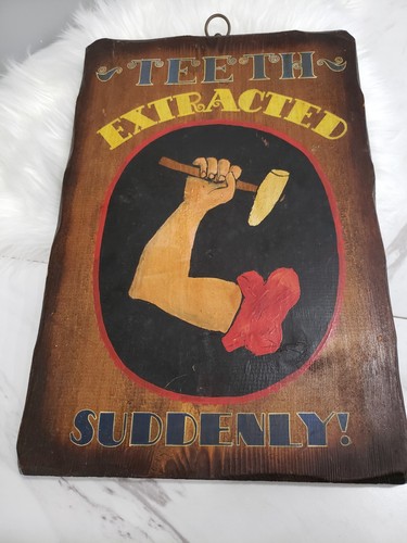 VINTAGE WOOD SIGN TEETH EXTRACTED Strong Woman Power She Shed Decor Gym ...