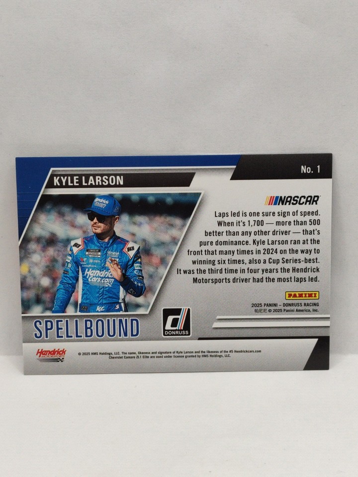 2025 DONRUSS RACING SPELLBOUND RED XPLOSION #1 KYLE LARSON LETTER L 6/ ...