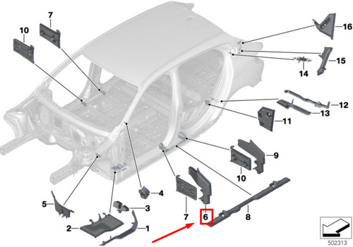NEW BMW F40 FRONT RIGHT FLOOR BAFFLE PLATE 41009482608 9482608 ORIGINAL ...