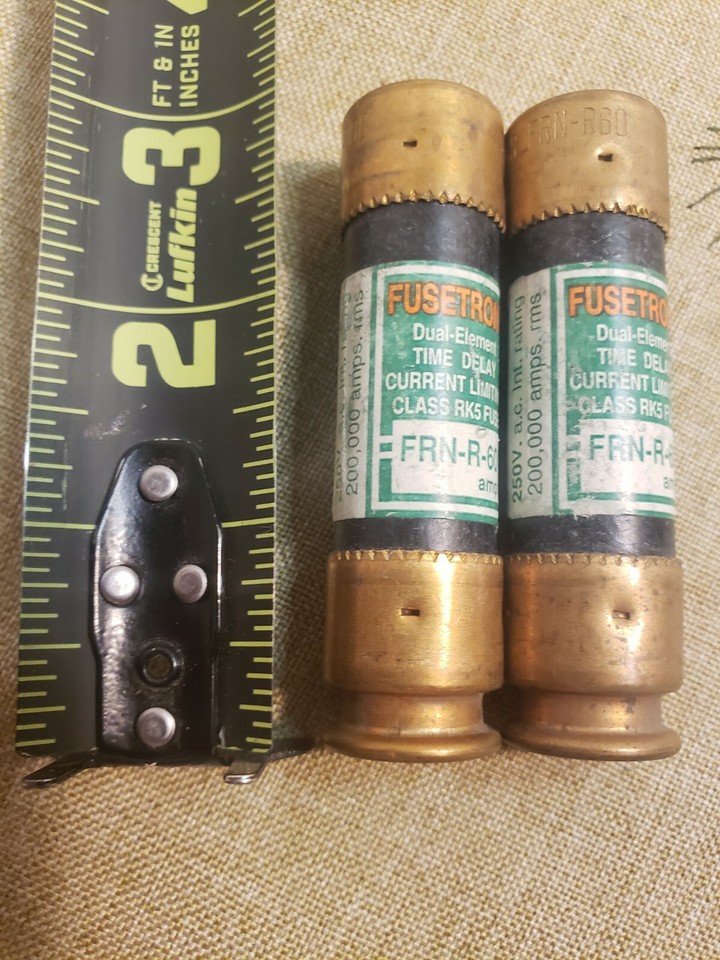 FRN-R-60 Bussman Fusetron Duel Element Time Delay 60 Amp 250V Class RK5 ...