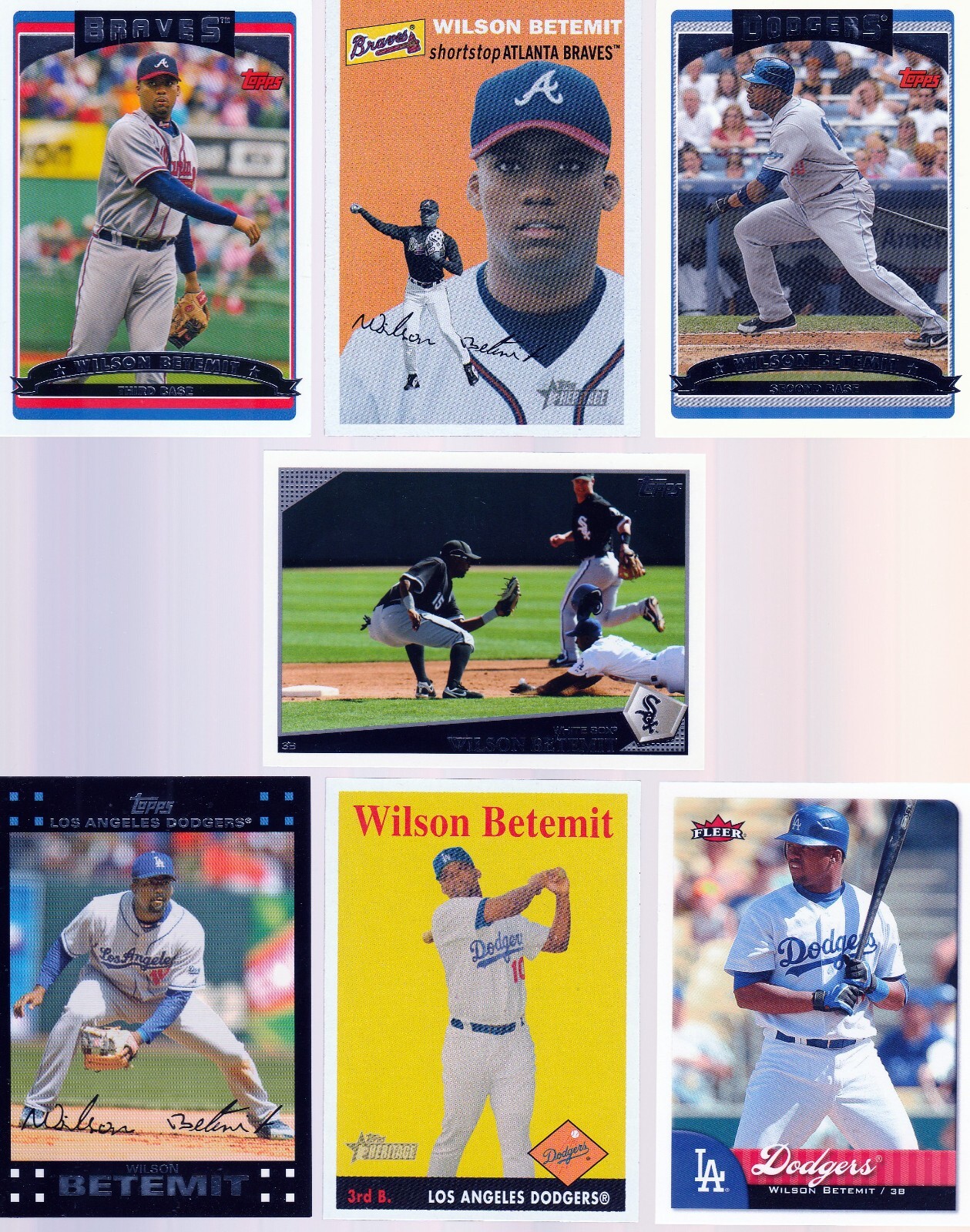 20 different WILSON BETEMIT cards lot RC 2000 - 2013 Braves Dodgers ...