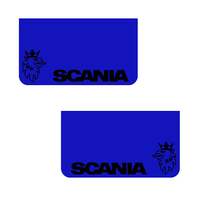 SCANIA Lorry HGV Truck Mudflaps 36 x 64cm Blue PVC Mud Flaps with BLACK ...