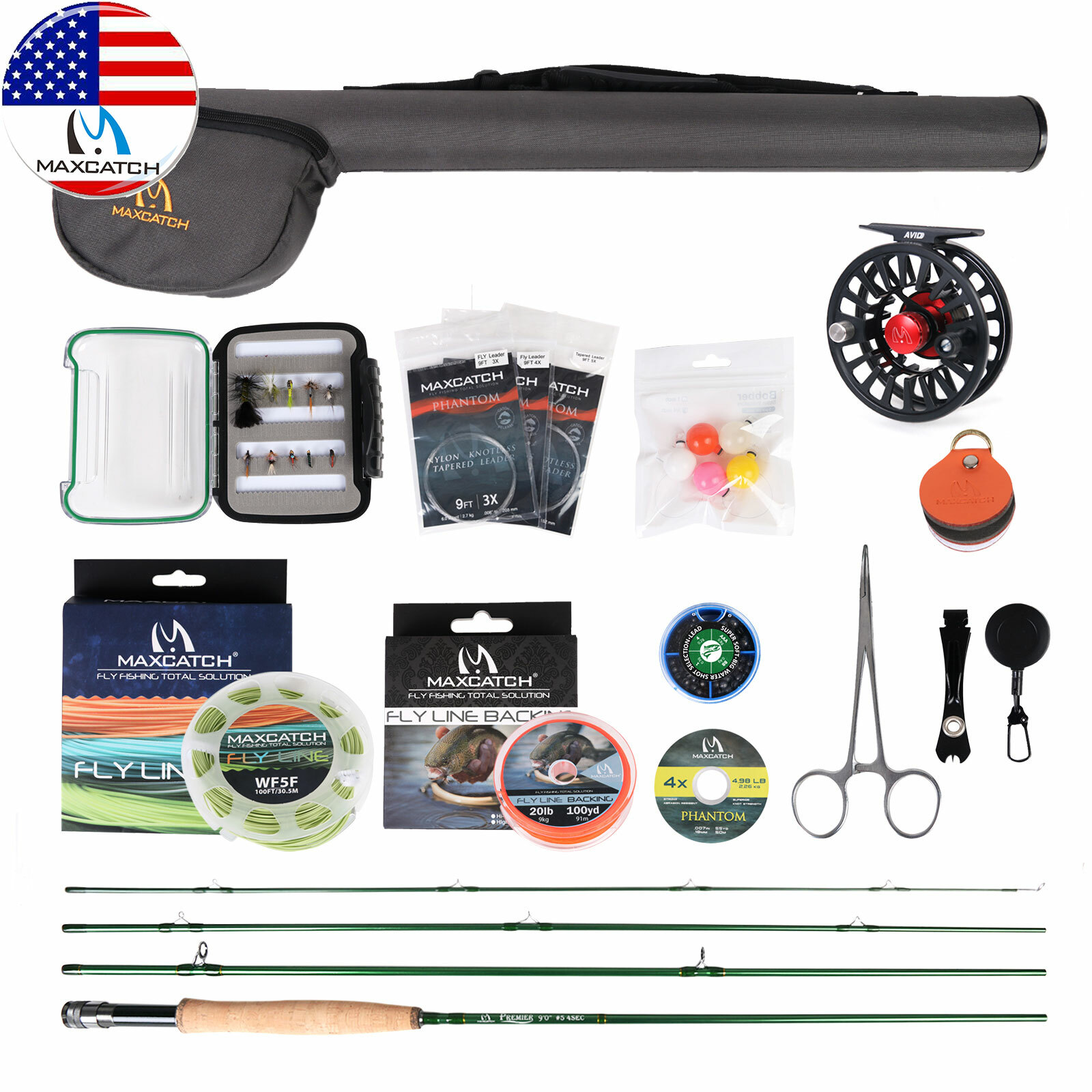 Maxcatch Premier Fly Fishing Rod Reel Combo Complete 9' Fishing Outfit ...