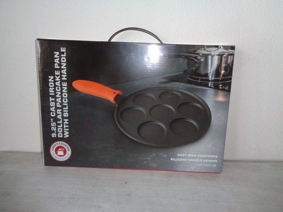 CHEF'S COUNTER CAST IRON 4PC SKILLET COOKWARE SET WITH SILICONE HANDLES ...