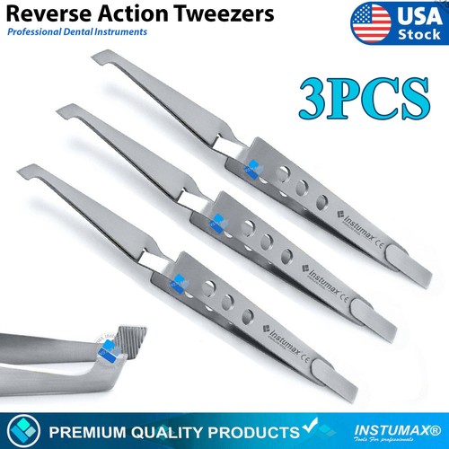 3Pcs Reverse Action Tweezers – Dental Bracket Holding Cross Lock Ortho ...