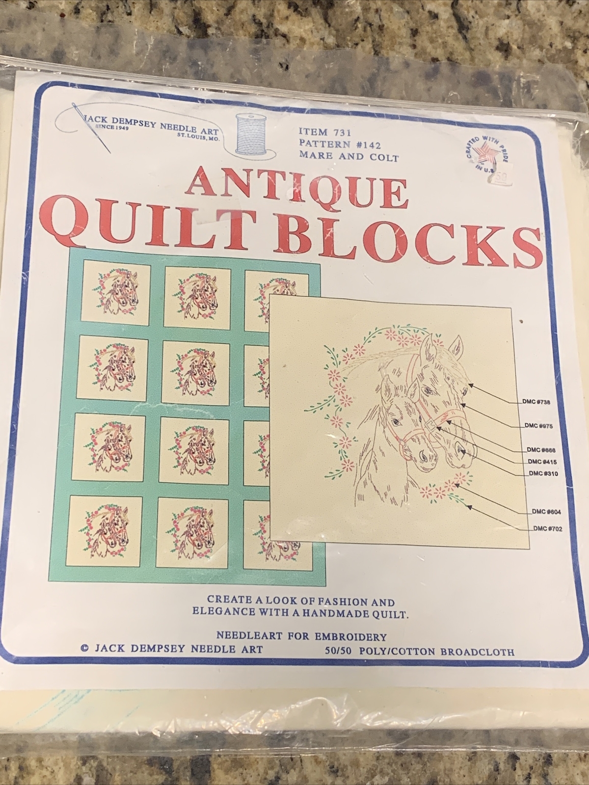NOS Antique Quilt Blocks Mare & Colt #731 Jack Dempsey Needle Art T21 ...