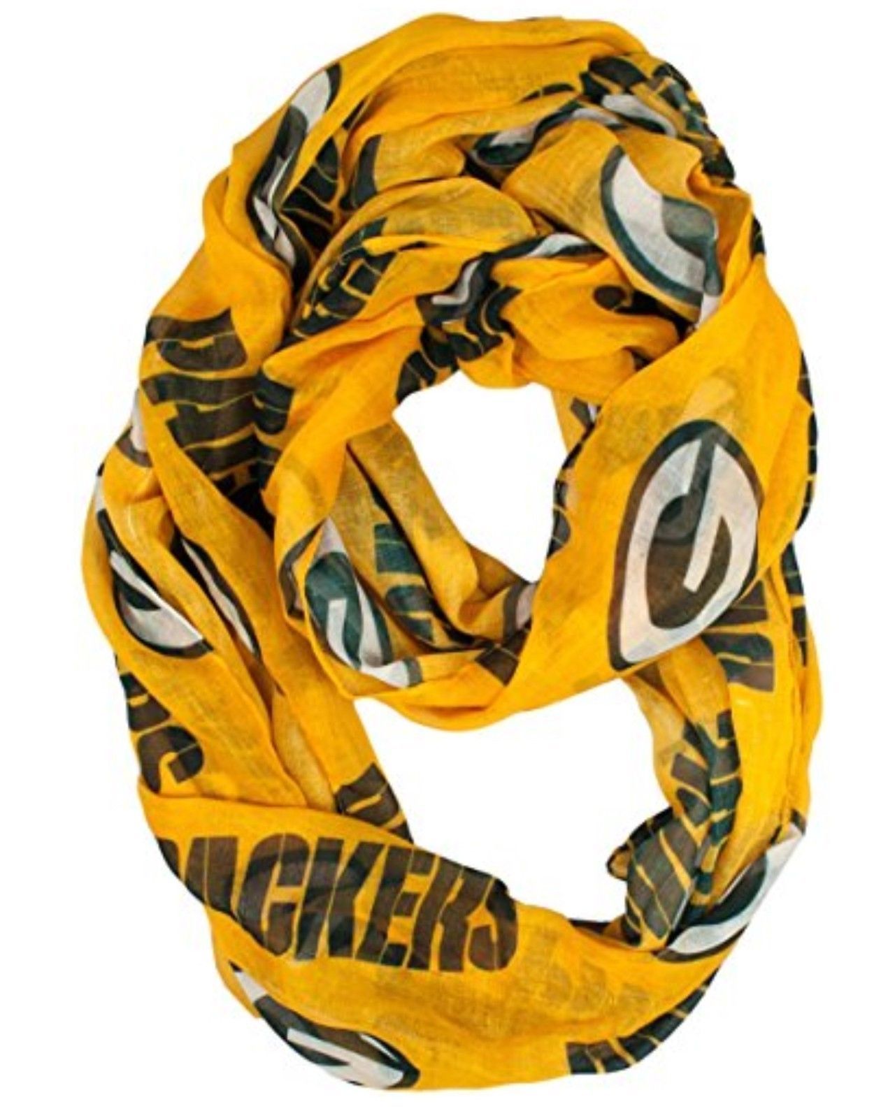 Green Bay Packers Yellow Sheer Infinity Scarf-9880 | eBay
