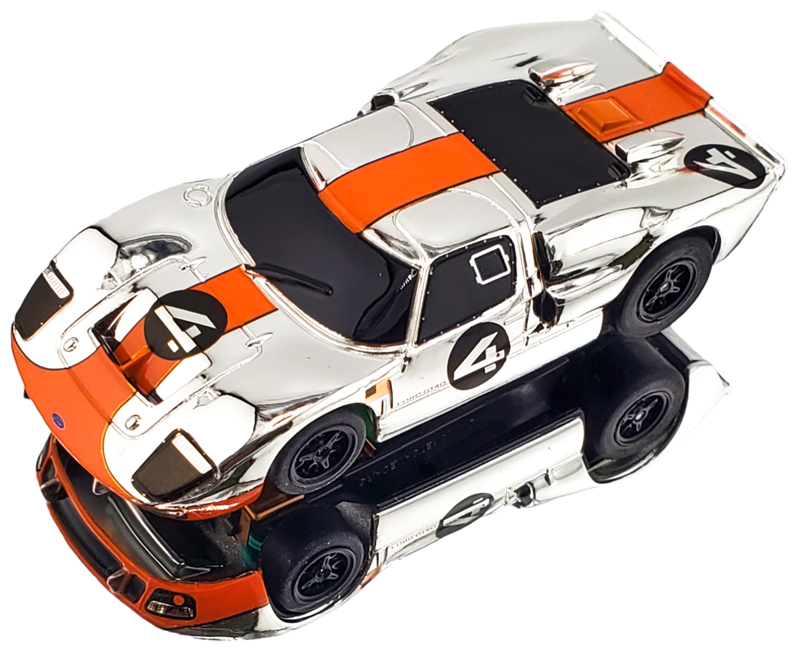 AFX Ford GT40 MKII #4 Mirror Chrome / Orange Mega G+ HO Slot Car ...