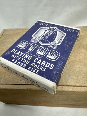 Stud Blue Horse Vintage POKER Playing Cards Deck Linen Finish COMPLETE ...
