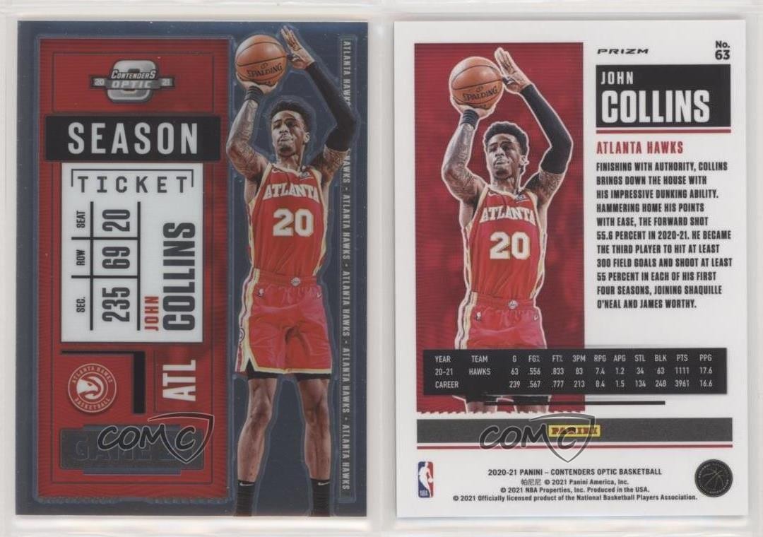 2020-21 Panini Contenders Optic - Season Ticket John Collins #63 Prizm ...
