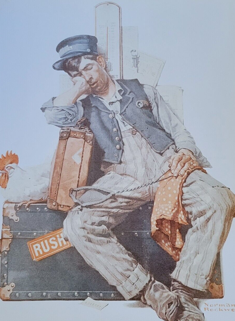 Hot Spell Sleeping Expressman Asleep on the Job by Norman Rockwell 8x10 ...