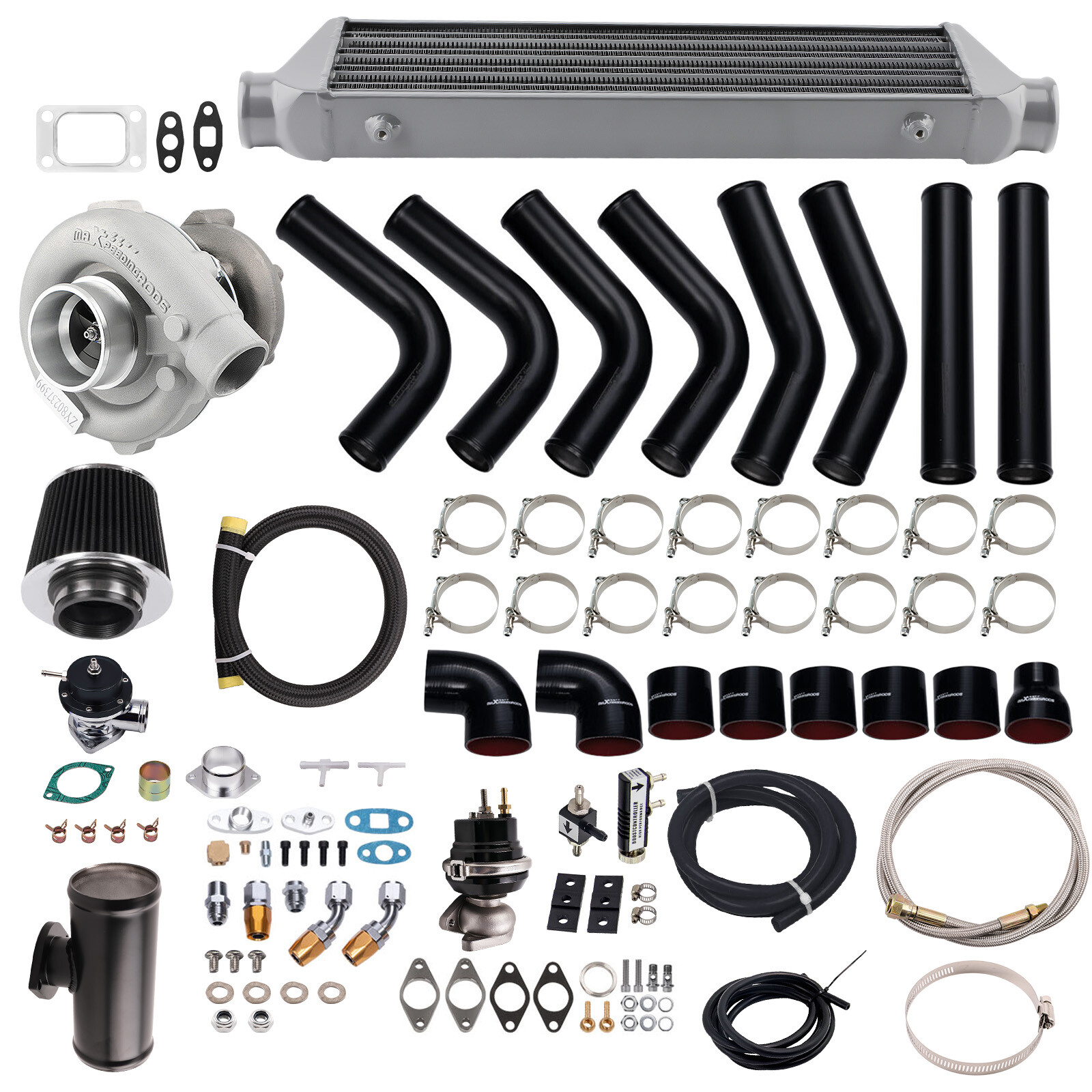 T3 T4 T04E Turbo Kit for BMW E46 323 325 328 330 Intercooler Fuel Line ...