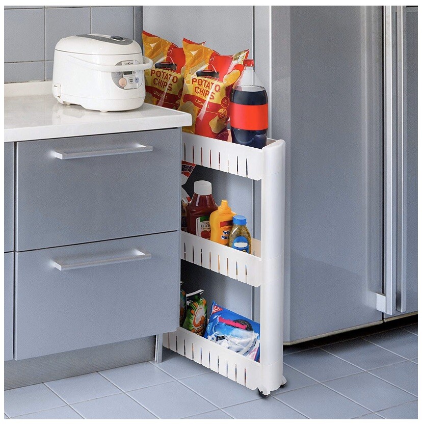 3 Tiers Slim Storage Organizer Roll Space Saver Pantry Kitchen Bathroom ...
