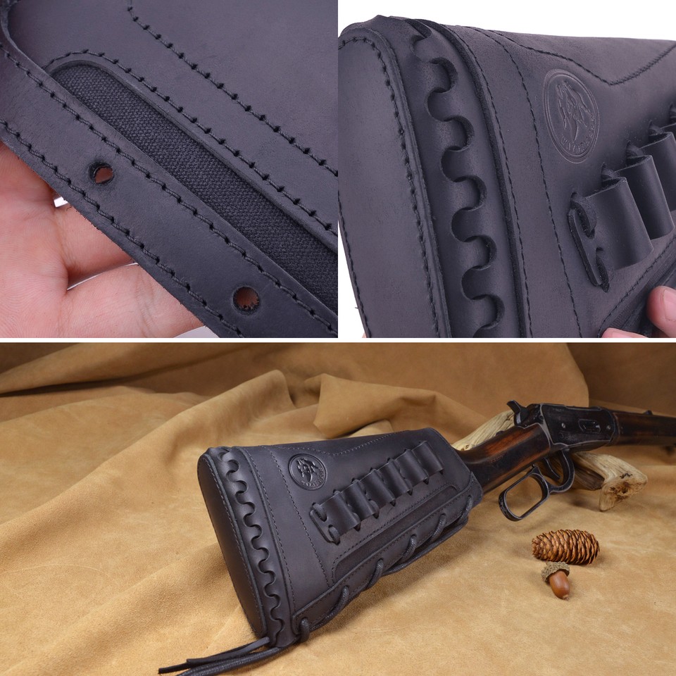 WAYNE'S DOG Leather Gun Buttstock Gun Butt Cover Sleeve Cuff .22 .357 ...
