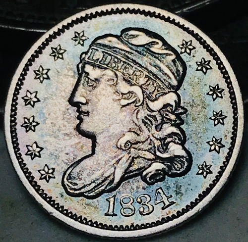 1834 Capped Bust Half Dime 5C High Grade Choice 90% Silver US Type Coin ...