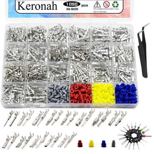 1050 PCS 26-Type Auto Electric Connector Pins Male Female Wire Terminal ...