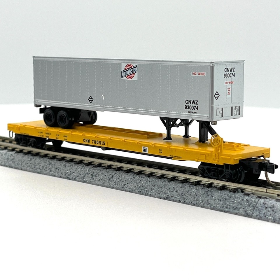 Micro-Trains N Scale Chicago North Western TOFC Piggyback Flat Car with ...