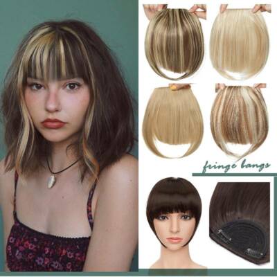 AU Women Real Thick Fringe Hair Piece Clip on Front Hair Extensions ...