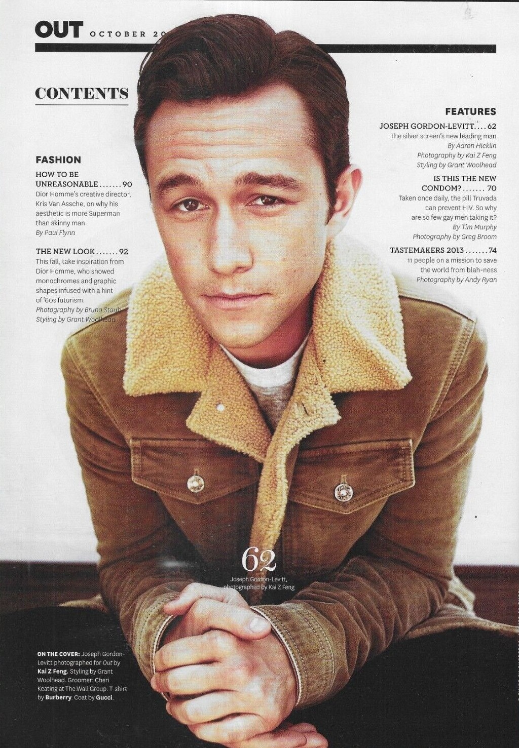 Out Magazine Joseph Gordon Levitt Dior Monochrome Dane Dehaan Interior ...